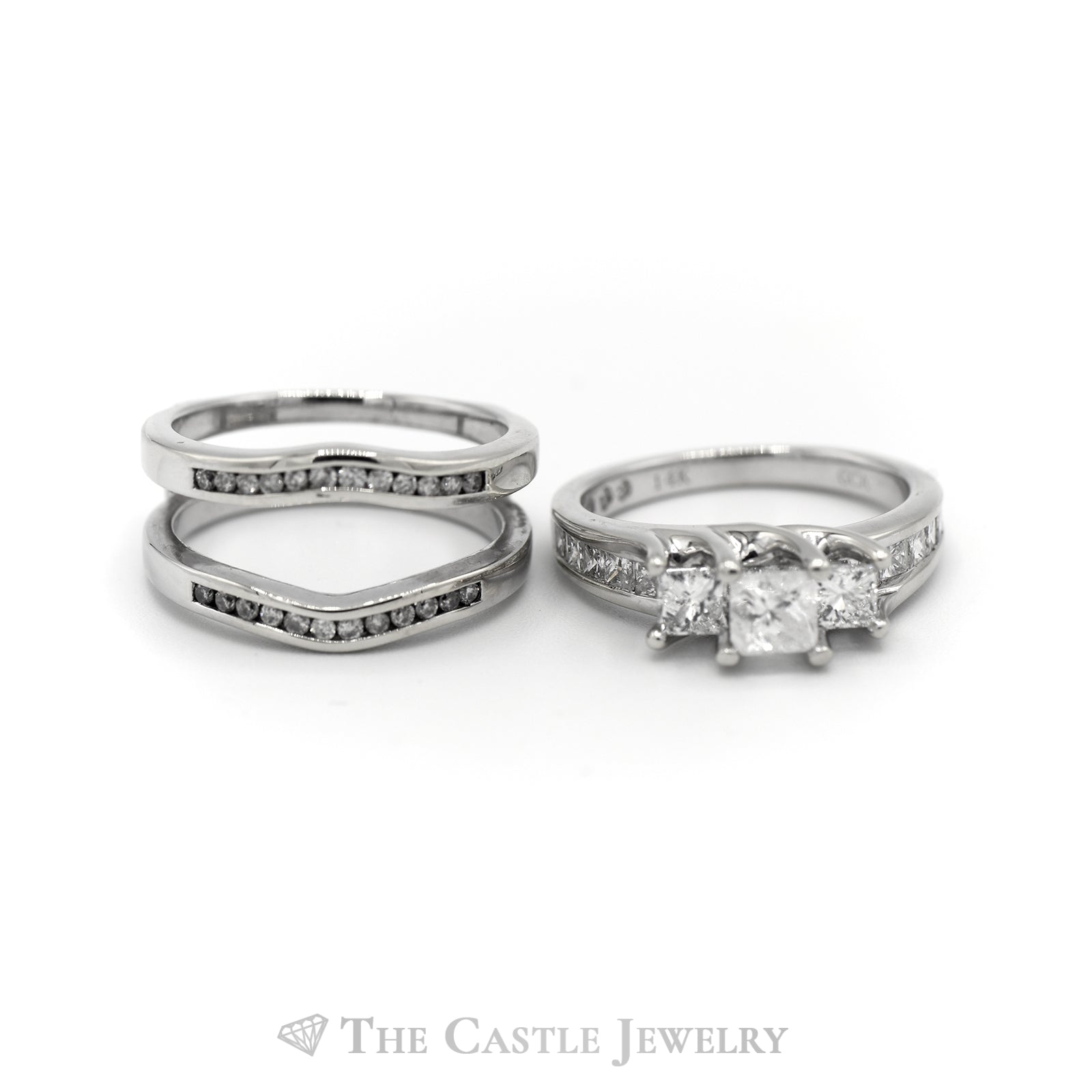 2cttw Three Stone Diamond Engagement Ring with Matching Diamond Insert ...