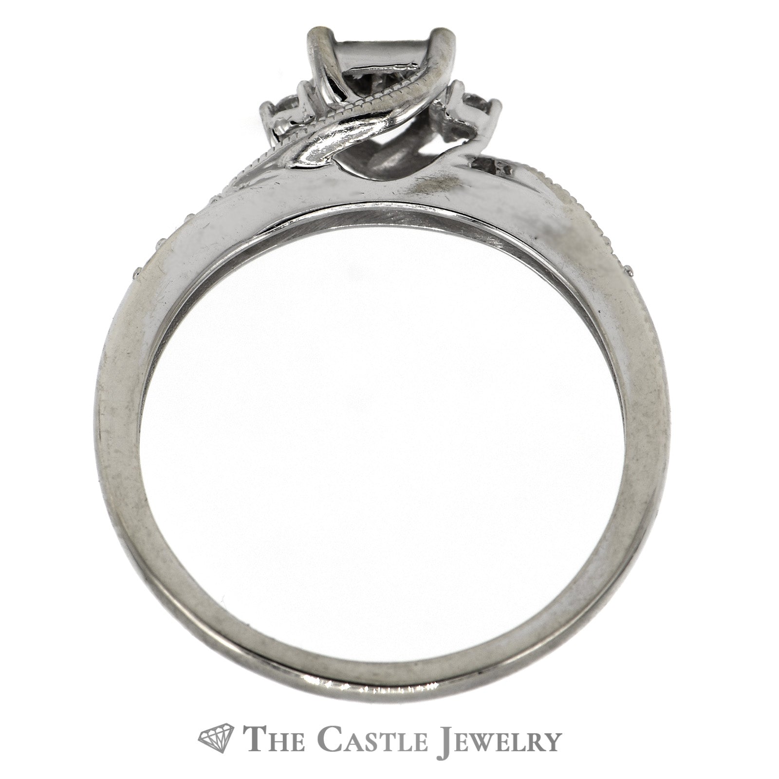 Invisiset Princess Cut Diamond Cluster Bridal Set with Round Diamond A ...
