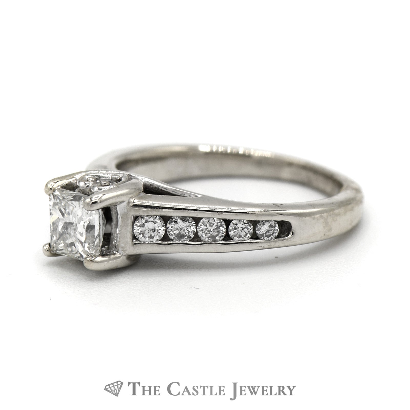3/4cttw Princess Cut Diamond Engagement Ring with Channel Set Diamond ...