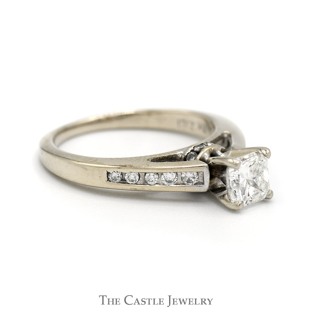 1.02cttw Princess Cut Diamond Engagement Ring with Channel Set Diamond ...
