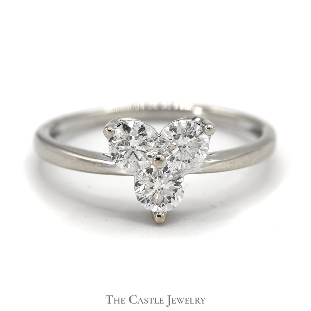 1cttw Triple Diamond Ring in 10k White Gold – The Castle Jewelry
