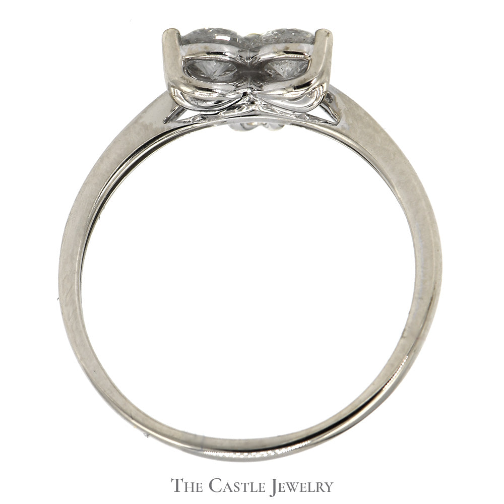 1cttw Triple Diamond Ring in 10k White Gold – The Castle Jewelry