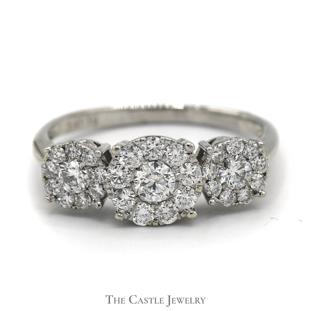 1cttw Triple Round Diamond Cluster Ring in Platinum – The Castle Jewelry