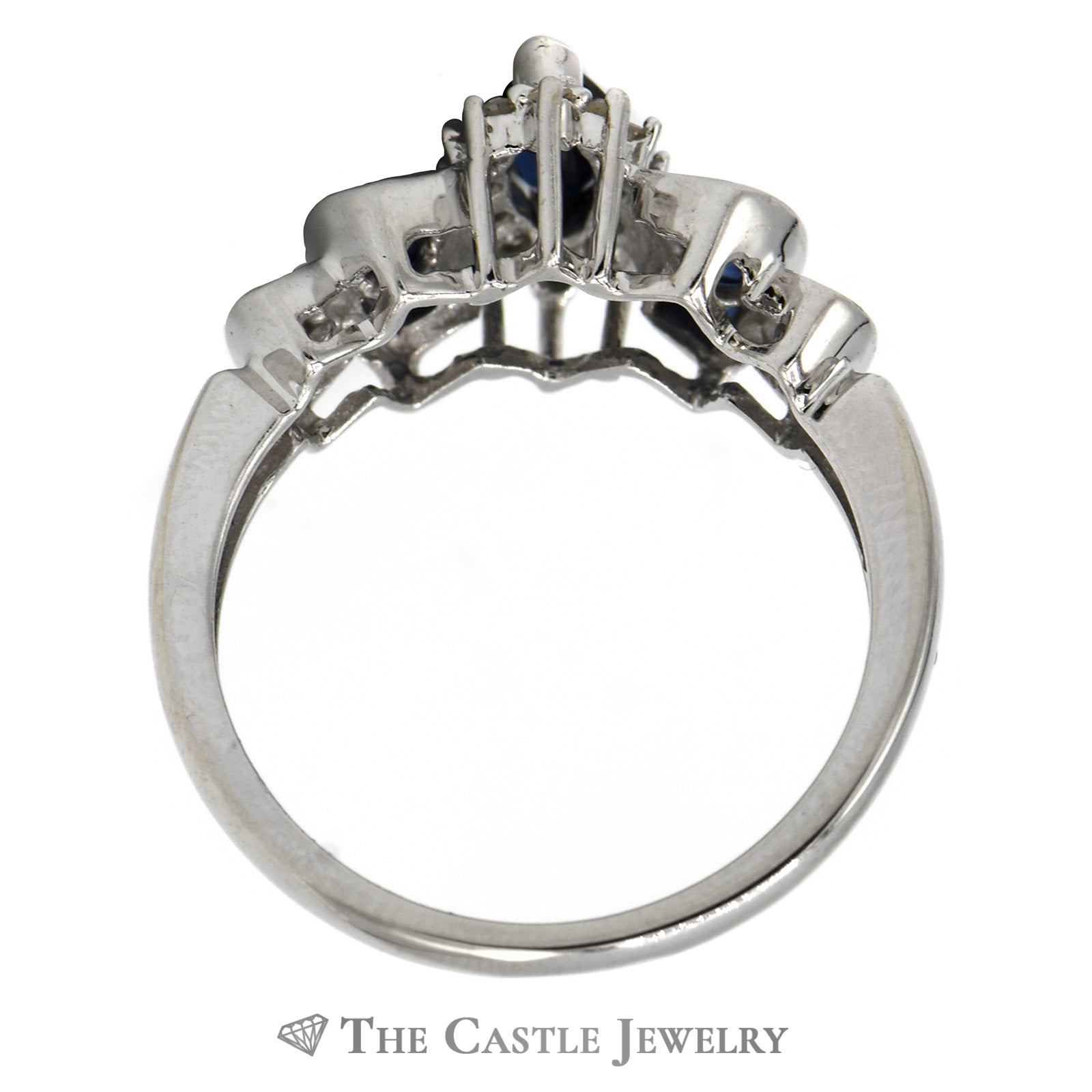 Marquise Cut Synthetic Sapphire Ring with Channel Set Synthetic Sapphi ...