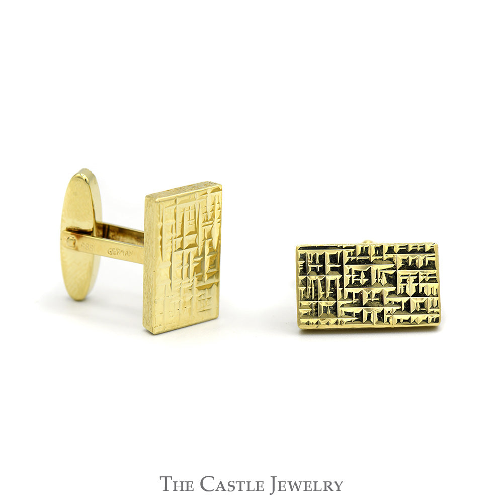 Men's 14k Yellow Gold Diamond Cut Designed Cuff Links – The Castle Jewelry