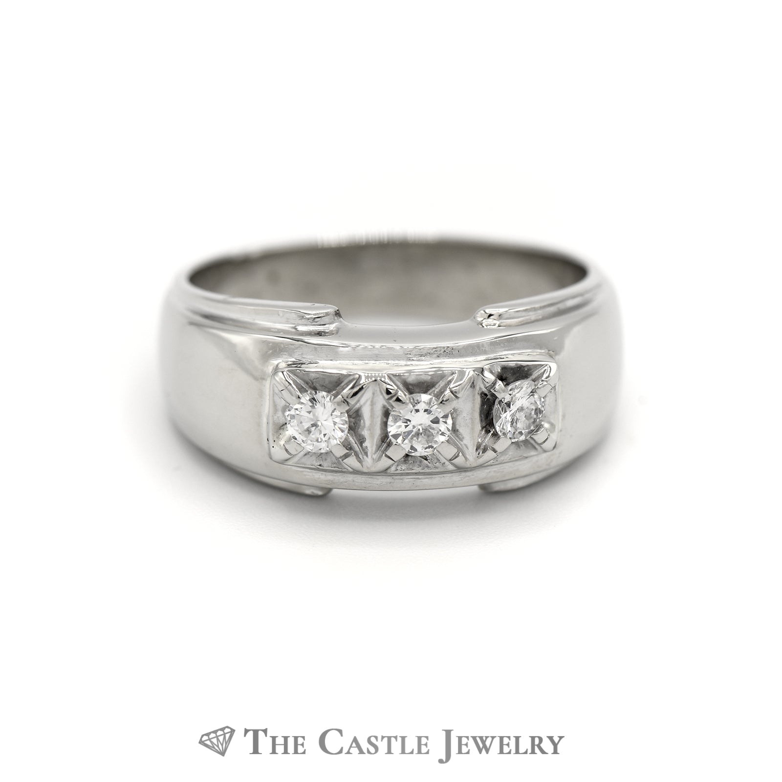Men's 3 Diamond Ring in 14k White Gold – The Castle Jewelry