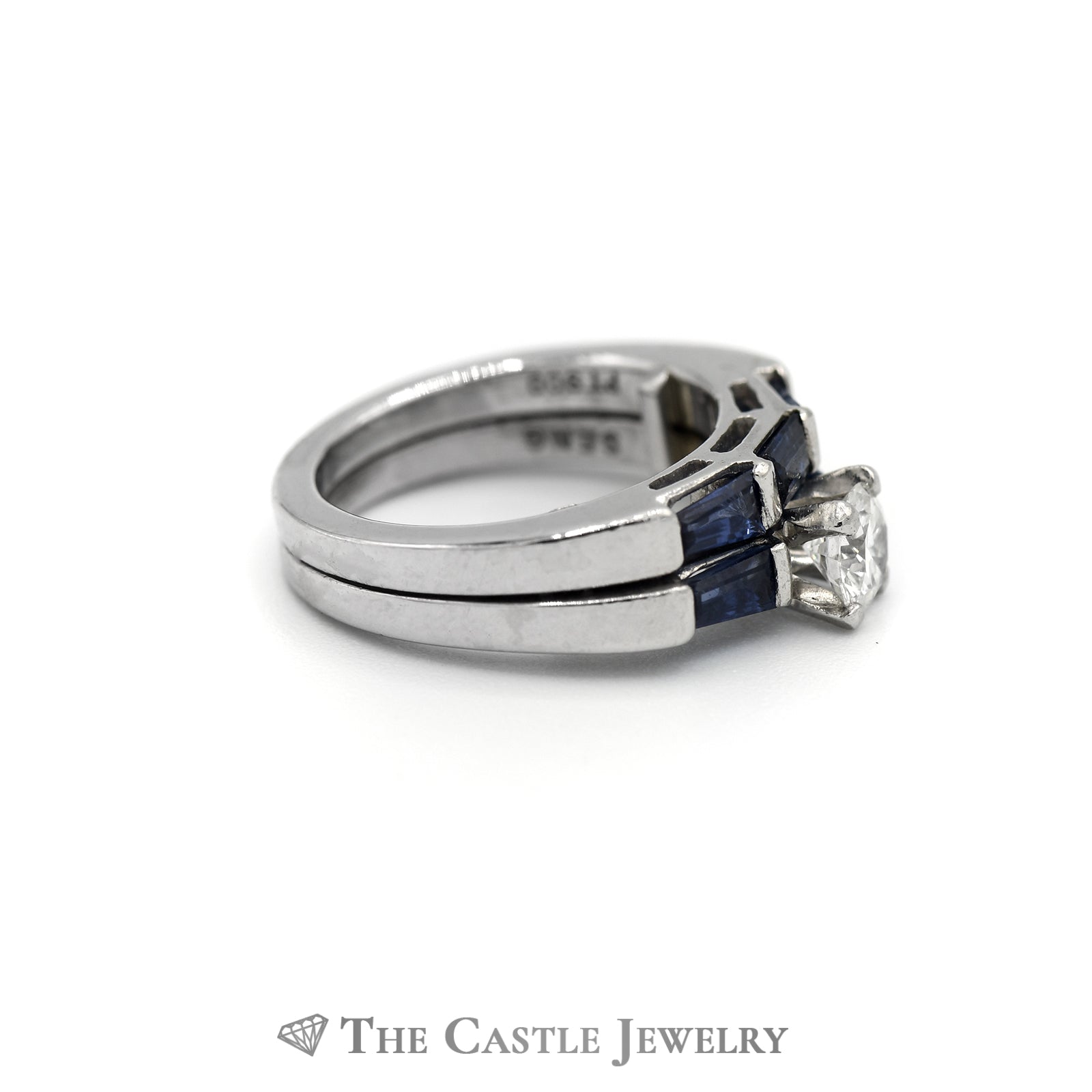 Platinum Diamond and Sapphire Bridal Set – The Castle Jewelry