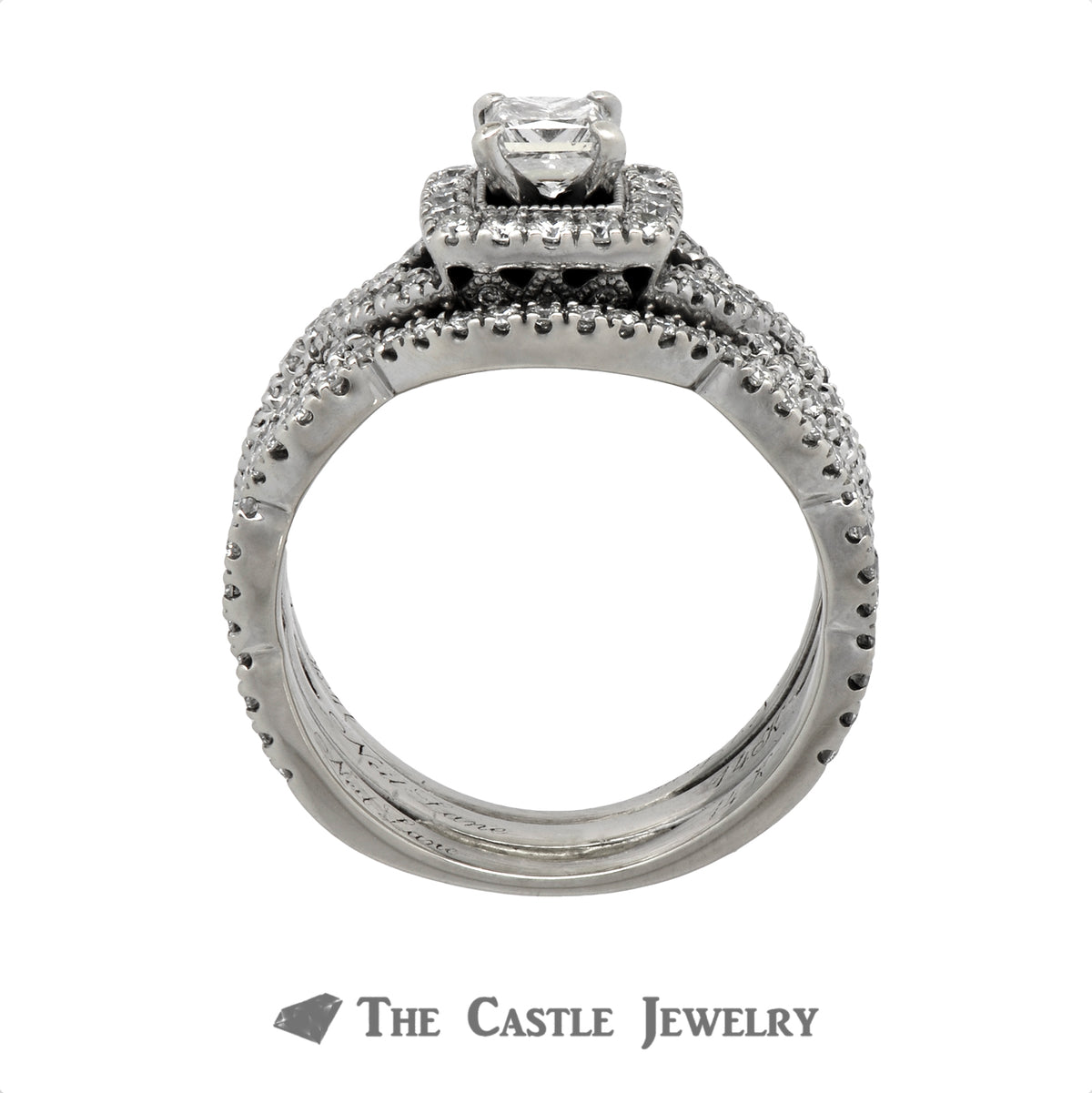 Designer Neil Lane Princess Cut Bridal Set with Diamond Encrusted Twis ...