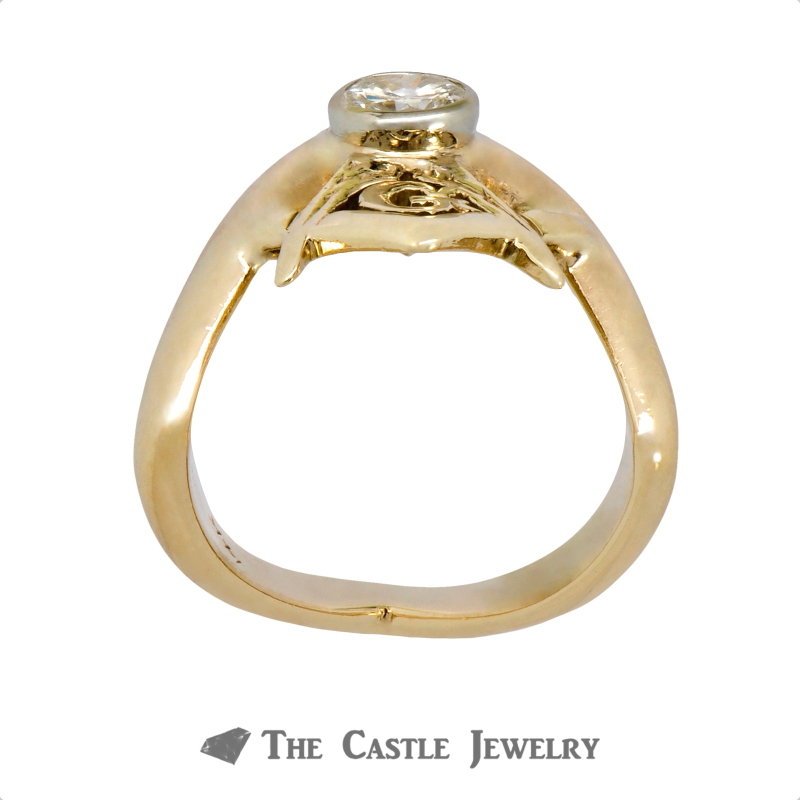 Men's "V" Shaped Designed Diamond Masonic Ring in 14k Yellow Gold – The ...