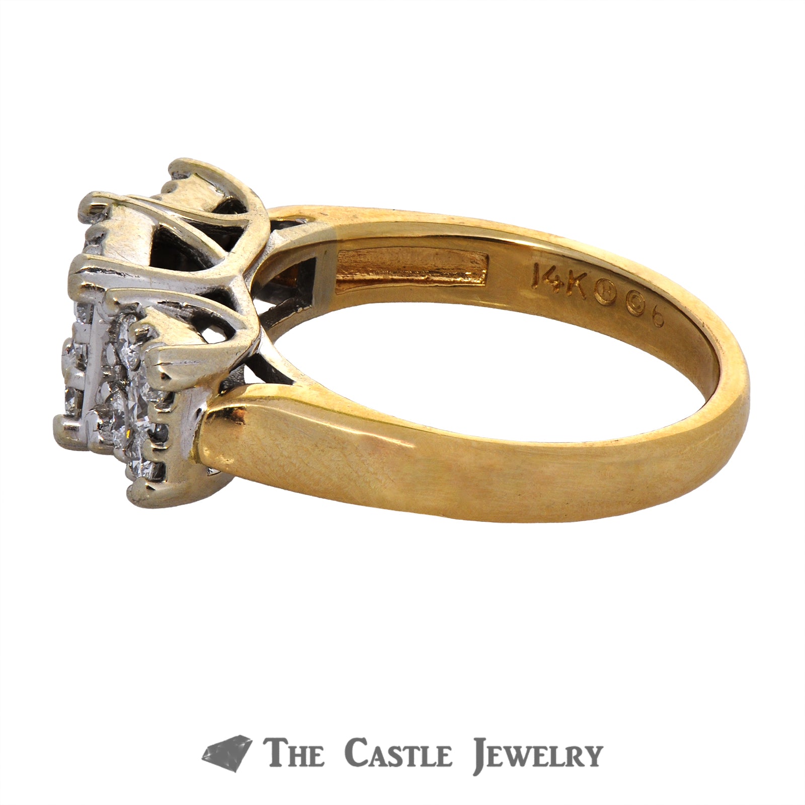 Square Cluster Engagement Ring 1cttw in 14K Yellow Gold – The Castle ...